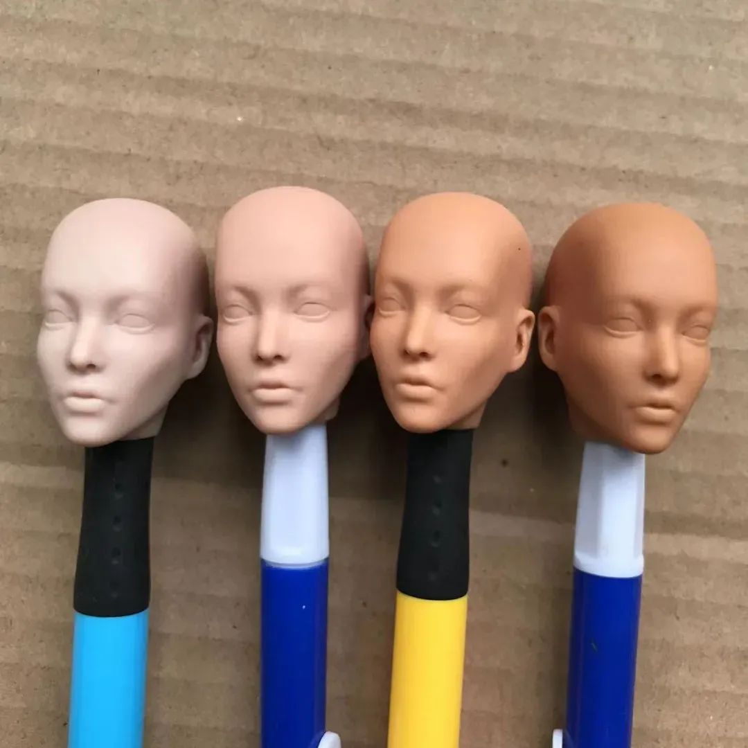 Bald Doll Heads, Small Defects with Black Dots - Japanese, White, Pink ...