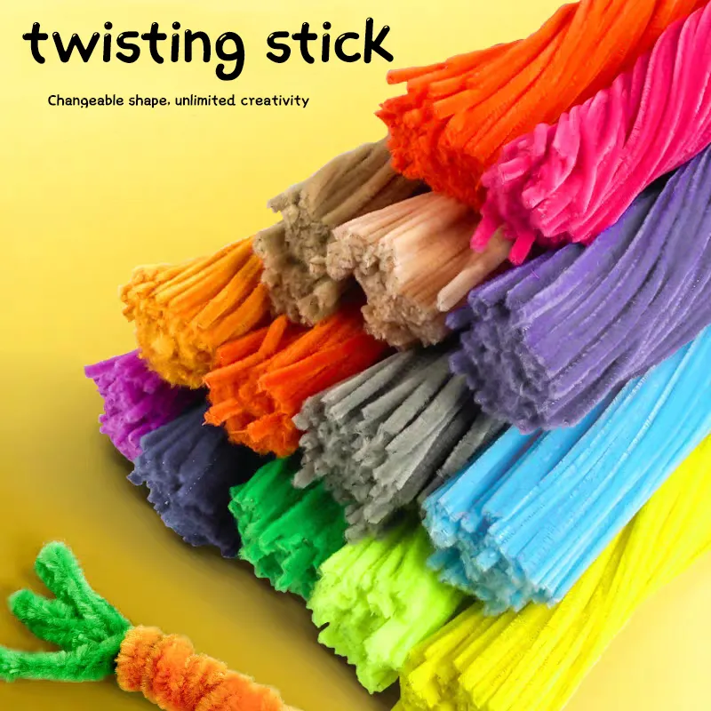 Chenille Plush wire brush pipe cleaner - Twisting Bar Wire Stemplush ...