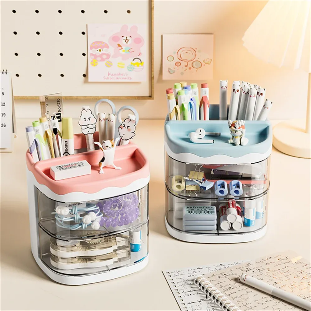 Multifunctional Desk Organizer: Rotating Drawer Cosmetic/Stationery ...