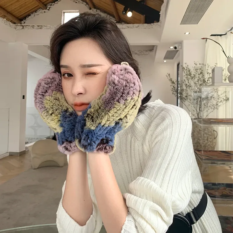 DHgate.com:2024 Genuine Rex Rabbit Fur Gloves, Handmade Soft Elastic ...