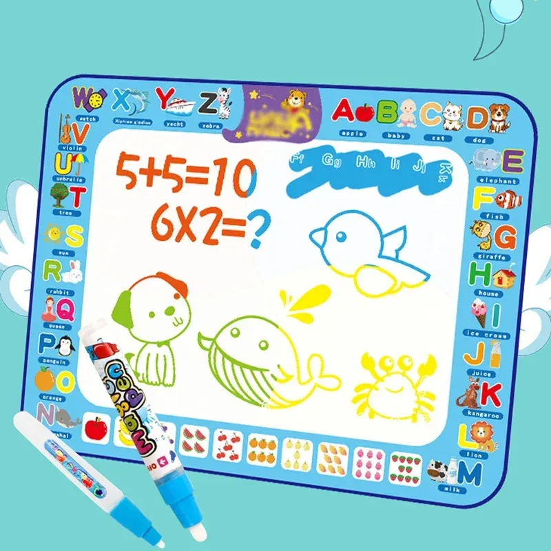 Water Drawing Mat For Kids, Mess Free Magic Doodle Mat With Water Pens ...