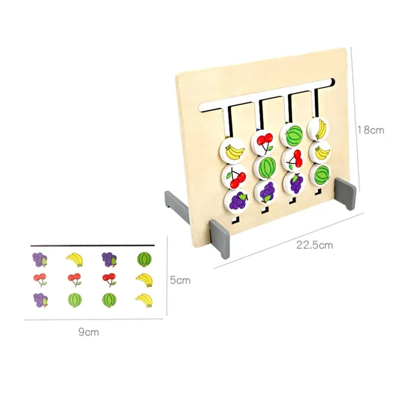 DHgate.com:Double-Sided Wooden Montessori Color & Fruit Matching Puzzle ...