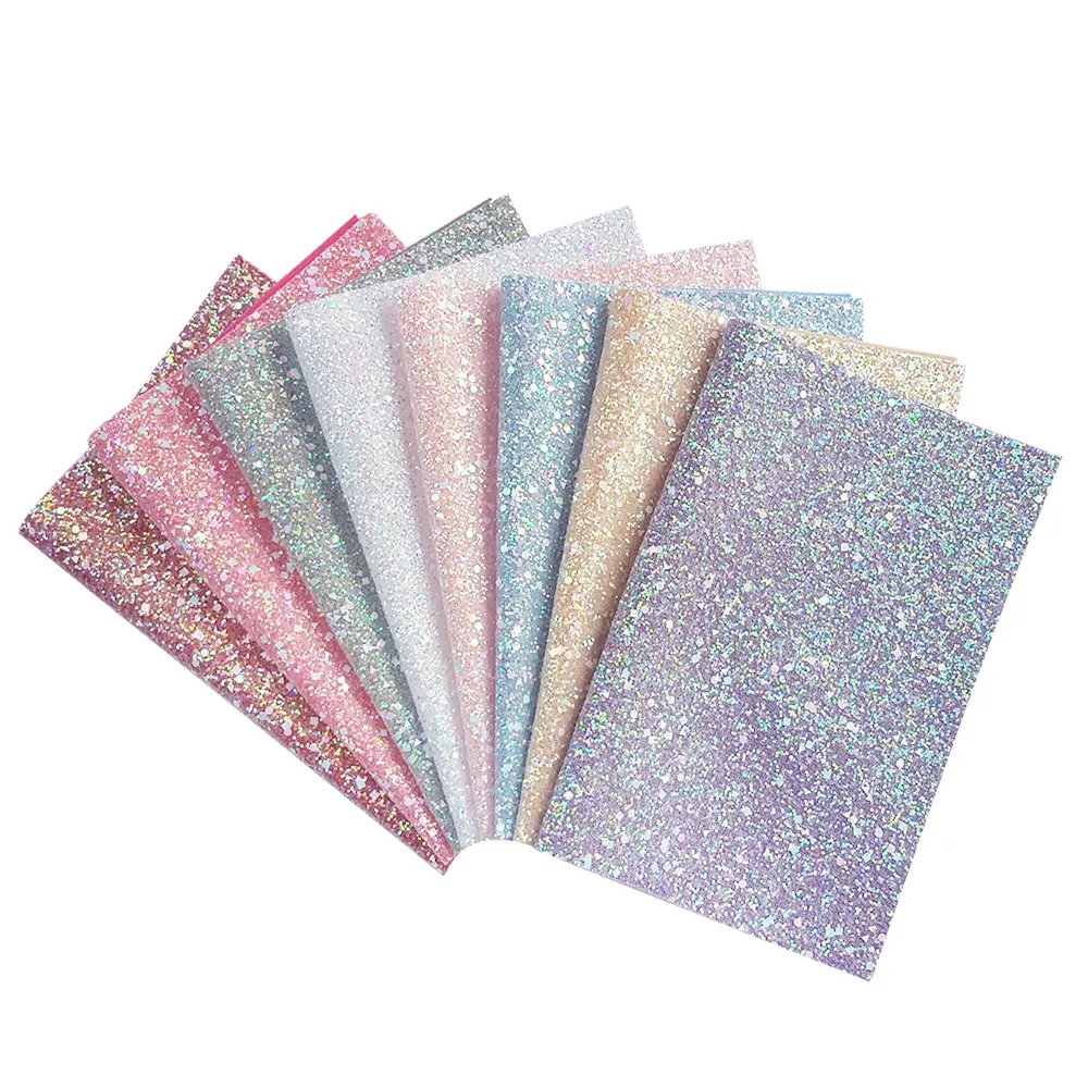 22 × 30 cm Chunky Glitter Synthetic Leather Fabric for DIY Hair Bows ...