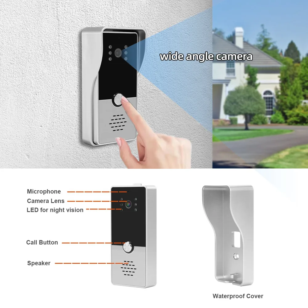 Hayway 4-Wired Video Door Phone 1200TVL Outdoor Waterproof Wide View Doorbell for Home Video ...