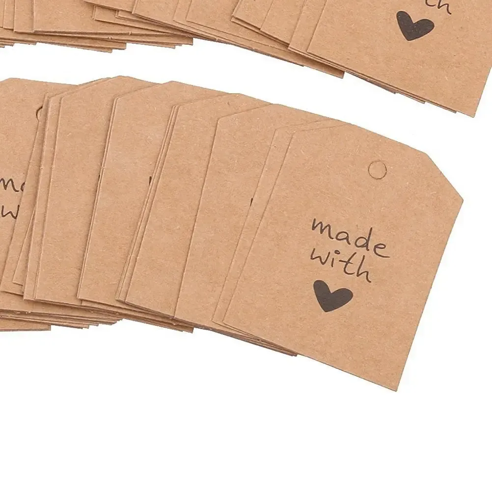 Kraft Paper Tags 4.2×5.5cm with 10m Jute String for Handmade Wedding ...