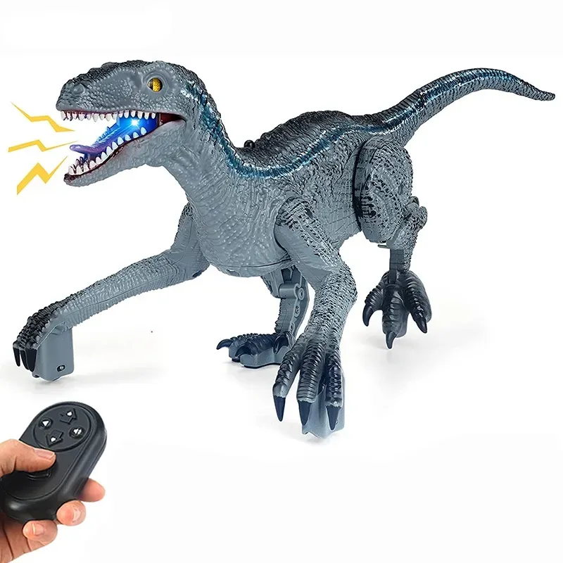 Remote Control Robot Dinosaur Toy Walking, Swinging, Light Up RC ...