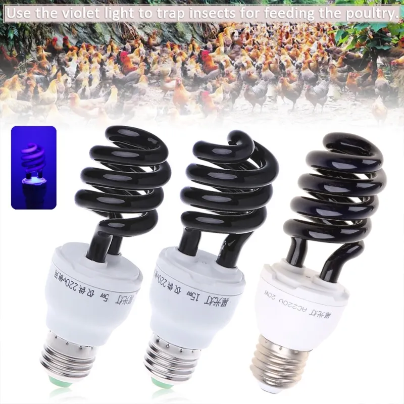 UV Bug Zapper Light Bulb - 220V 20W E27 Base Blacklight CFL Fly Trap ...