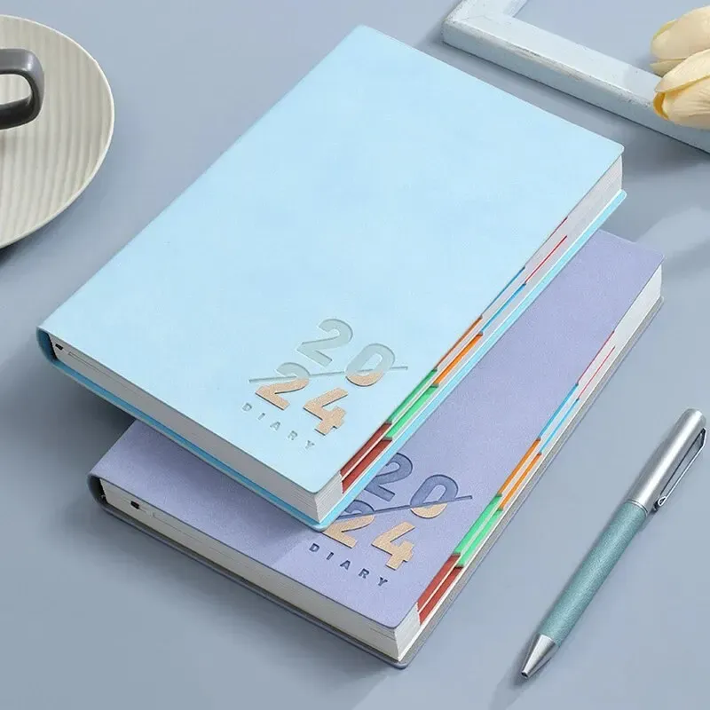 2024 Jan Dec Planner Notebook A5 PU Leather Cover School Agenda Plan ...