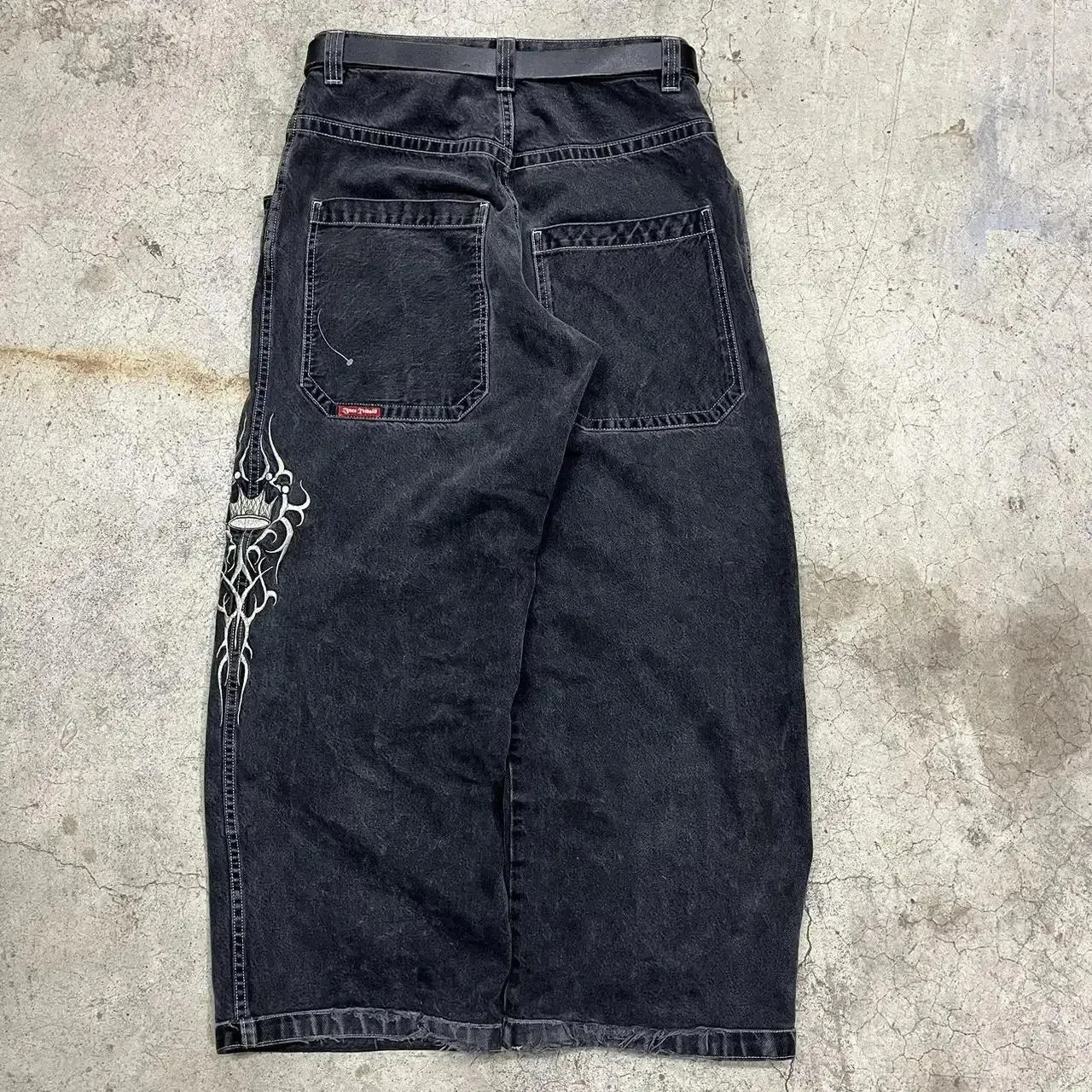Jnco Jeans Men's Harajuku Retro Hip Hop Skull Embroidery Baggy Denim ...