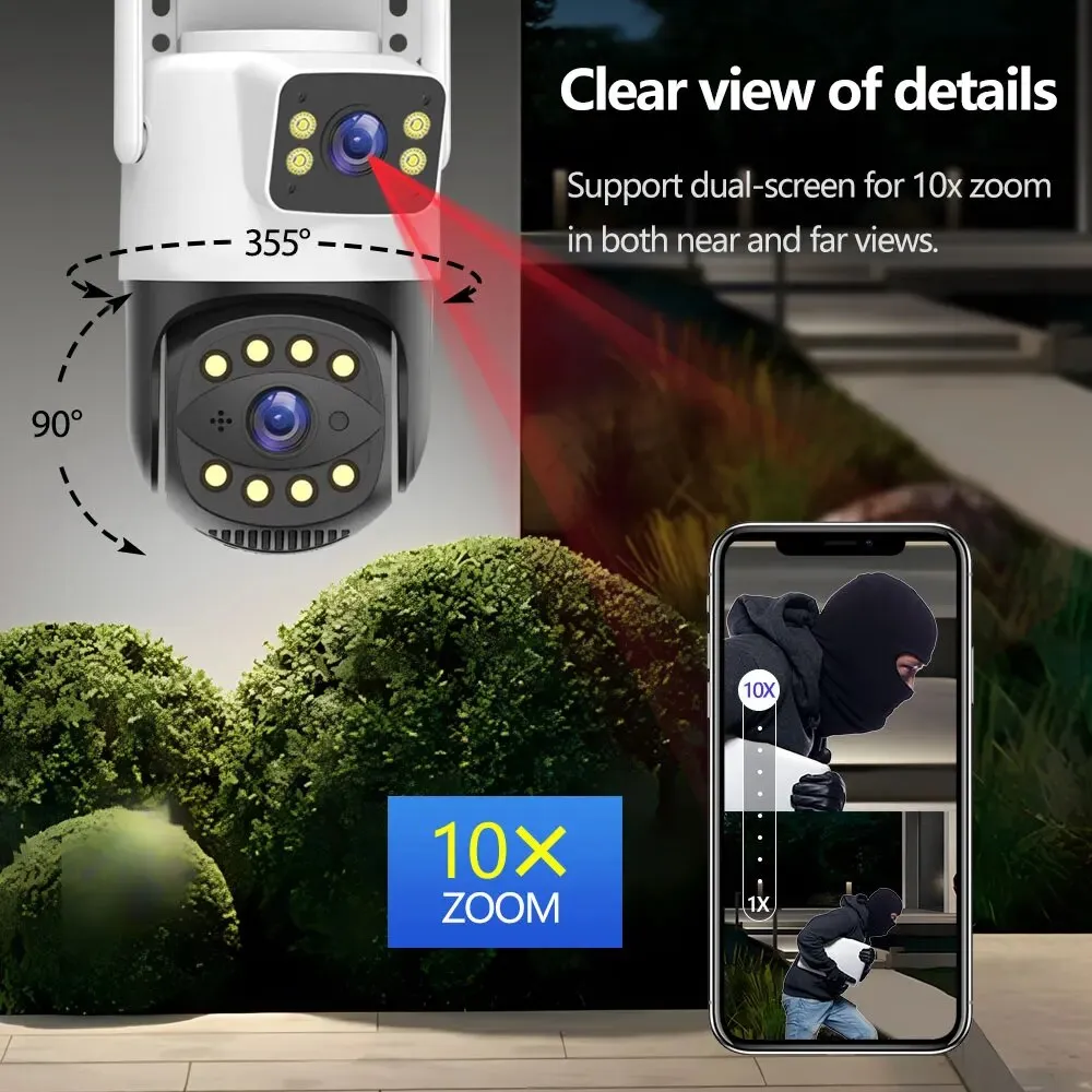 6MP HD Outdoor Wifi Security Camera with 5G Dual Lens and Dual Screen ...