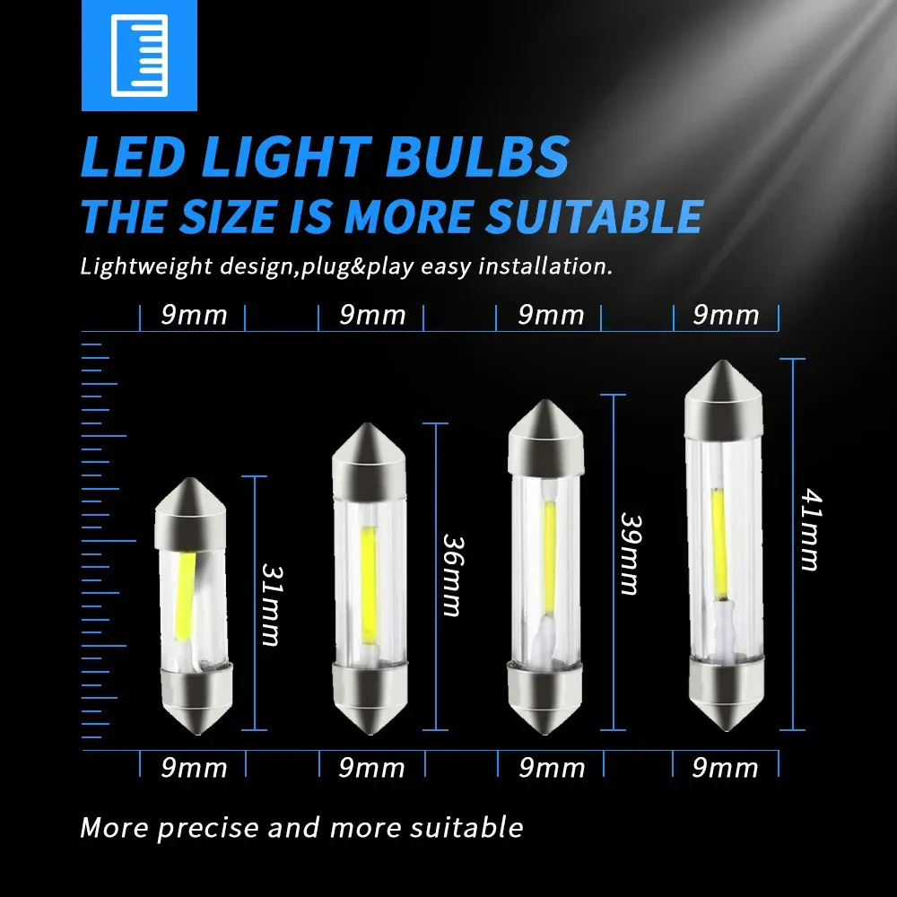 COB LED Car License Plate Light - Pack of 2, Transparent Tube Twin ...