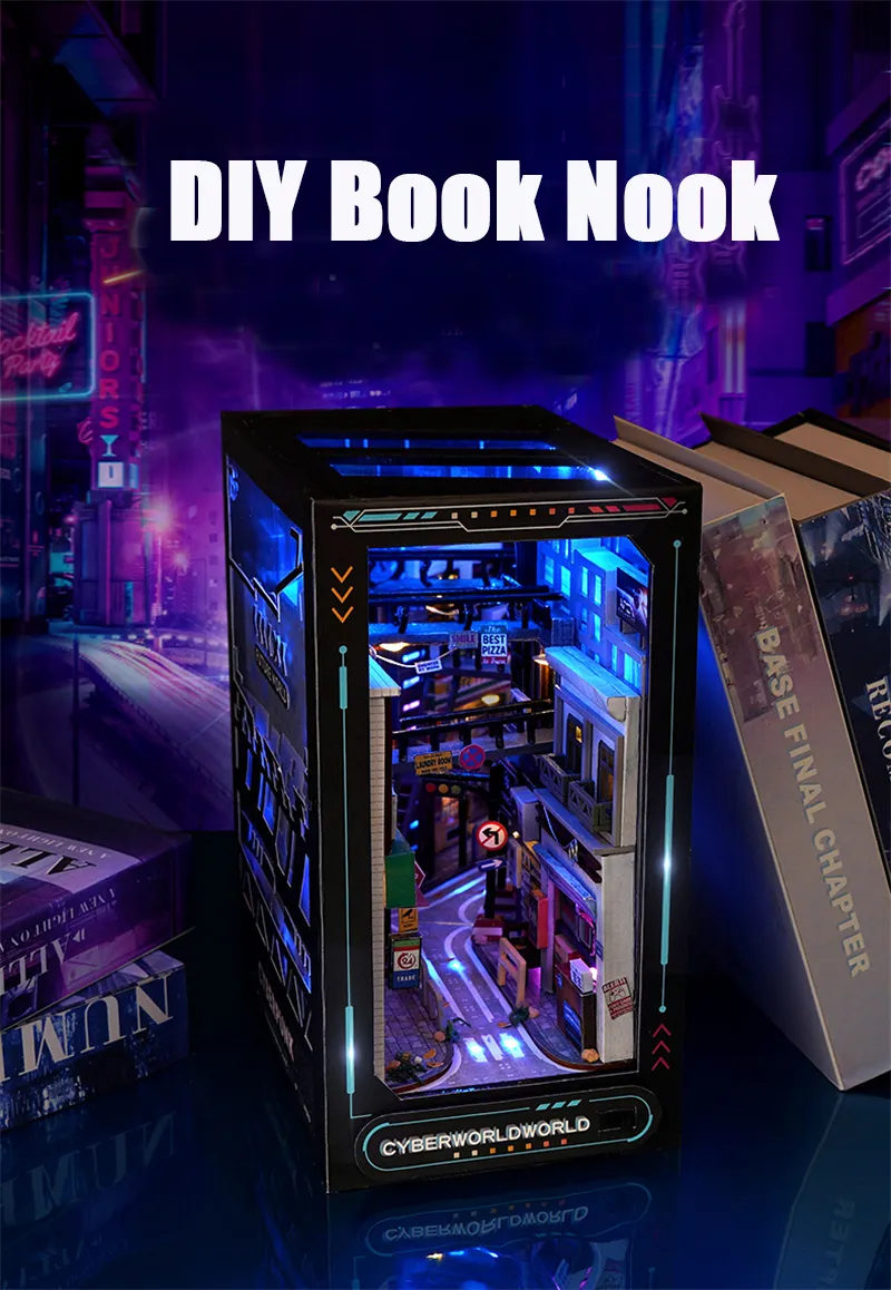 DIY Book Nook Shelf Insert: Cyberpunk World Miniature Building Kit ...
