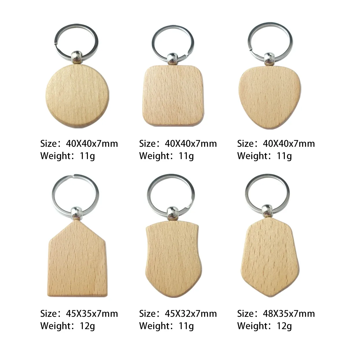 Natural Beech Wood Keyring Tags 20 Pack for Laser Engraving, Custom Pet Tags and DIY Craft ...