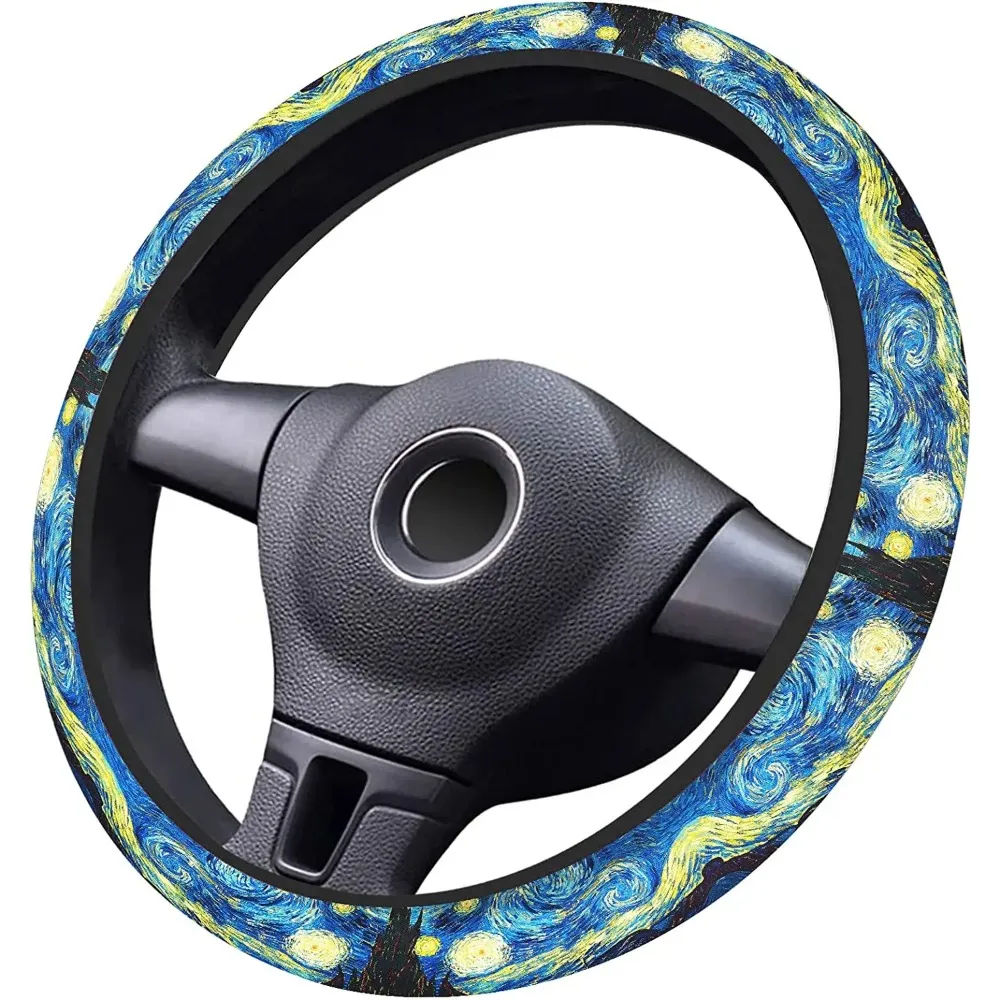 2024Starry Sky Car Steering Wheel Cover, 15 Inch Blue Bling Interior ...