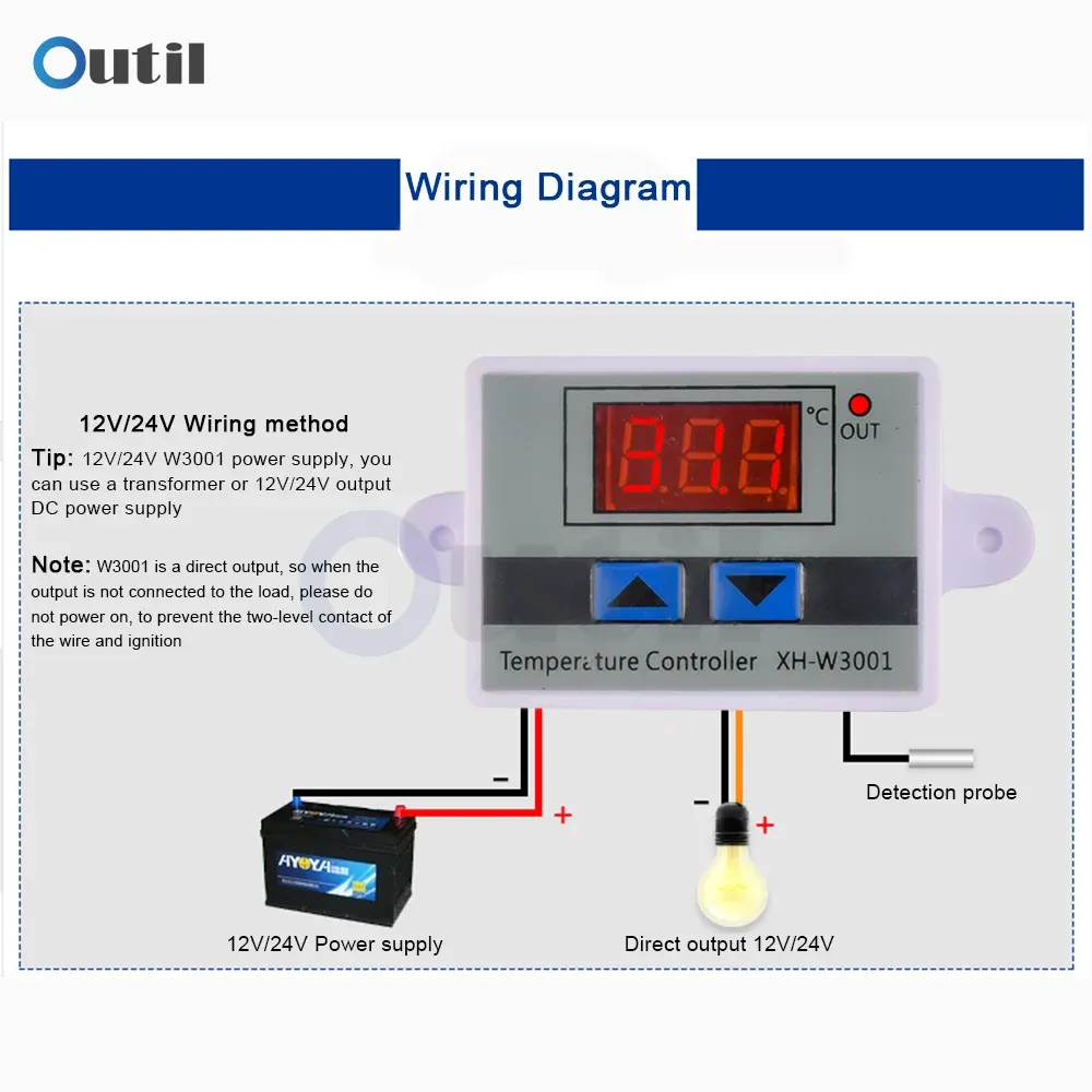 W3001 Digital LED Temperature Controller - 12V 24V 110V 220V Thermostat ...
