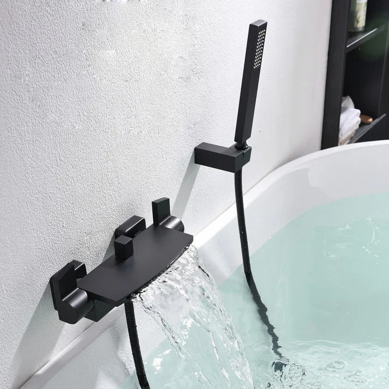 Copper Bathtub Waterfall Faucet - Wall Mount Dual Control Hot Cold ...