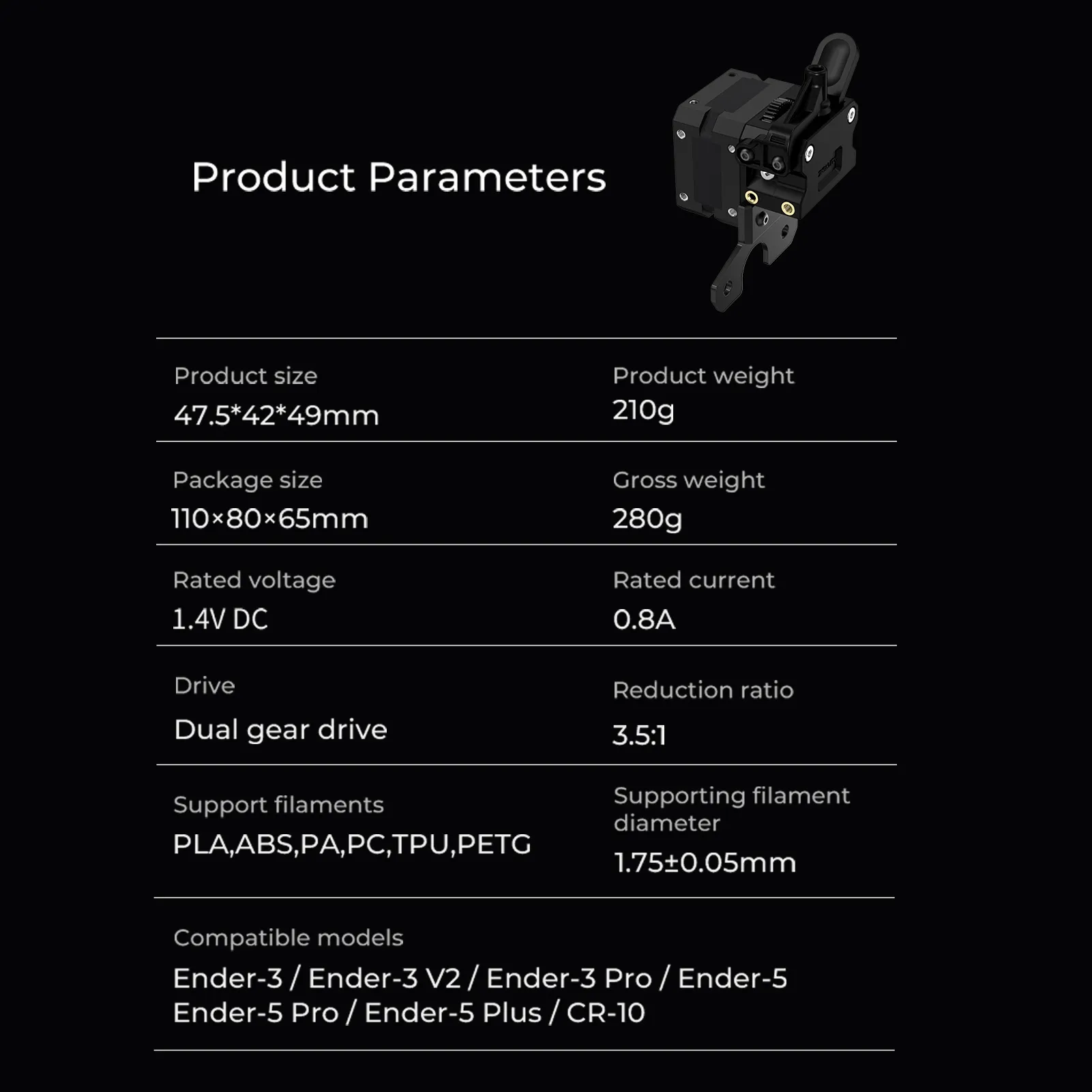 Creality Sprite plastic extruder SE Dual-Gear Drive - High Torque ...