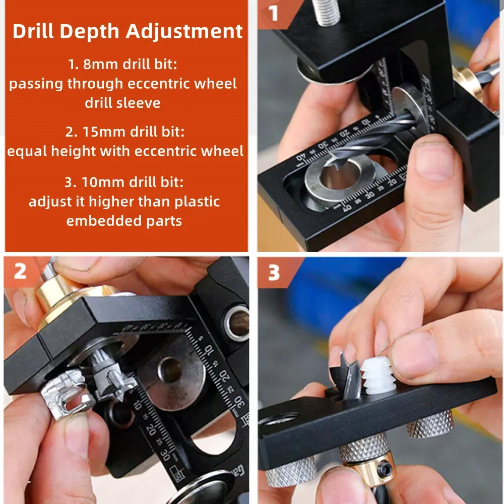 Pocket Hole Jig Kit: 3 In 1 Adjustable Doweling Jig With Wood Drill Bit ...