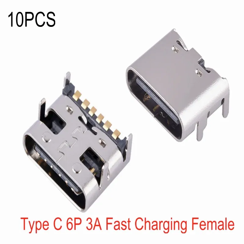 Micro USB Type C 3.1 6Pin Female Connector 3A High Current Charging SMT ...