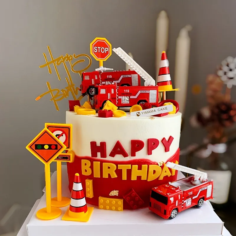 Fire Ladder Truck Water Tank Cake Topper Fireman Birthday Cars Party ...