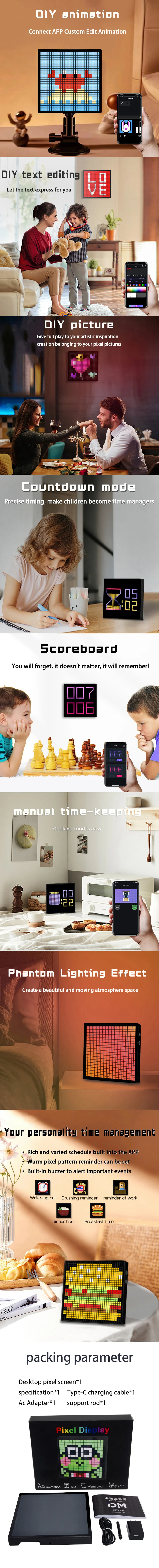 DC5V WS2812B RGB Full Color LED Pixels Display Panel 16x16 or 32x32 ...