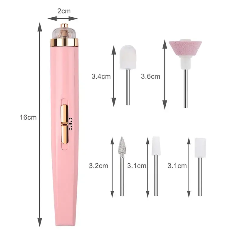 Mini USB Electric Nail Grinder Drill 5 In 1 Nail Polishing Machine Nail ...