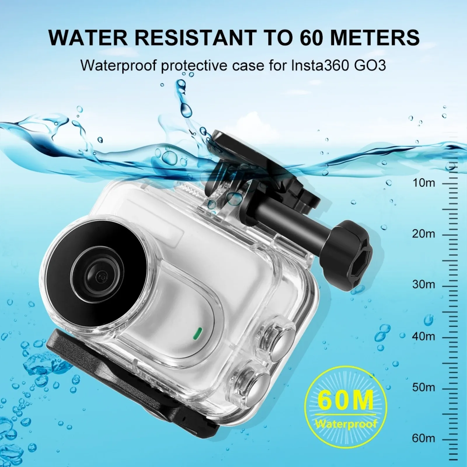 PULUZ Waterproof Housing Case for Insta360 GO 3 with Base Adapter and ...