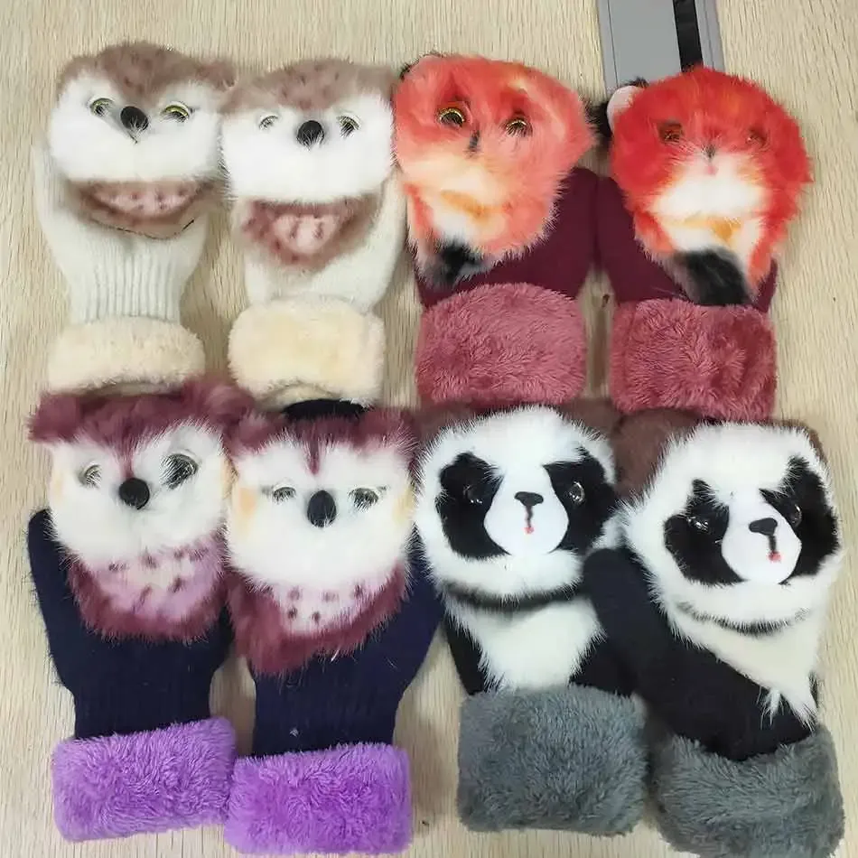 DHgate.com:Girls Faux Fur Unicorn Cat Fox Dog Animal Mittens with ...