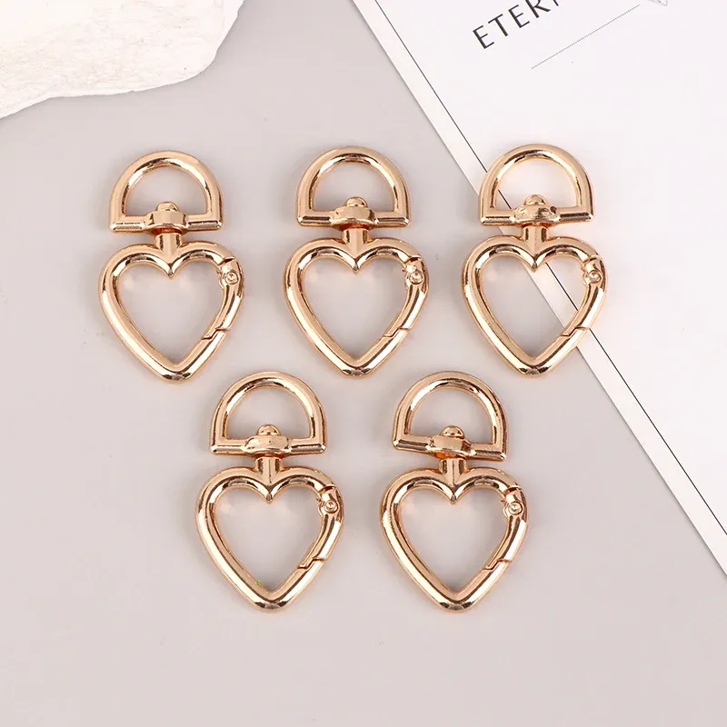 Zinc Alloy Peach Heart Shape Metal Spring Clasp Carabiner Key Ring ...
