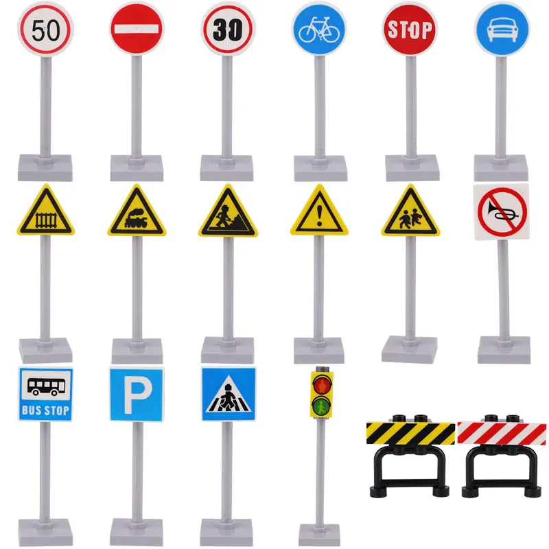 MOC Street Traffic Building Blocks: Classic Road Signs Bricks Toy from ...