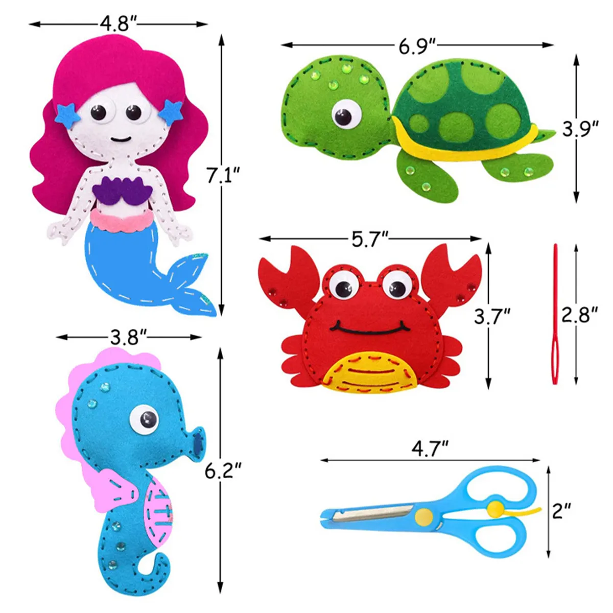 Sea Animals Sewing Kit Make Your Own Ocean Animals Mermaid DIY Felt ...