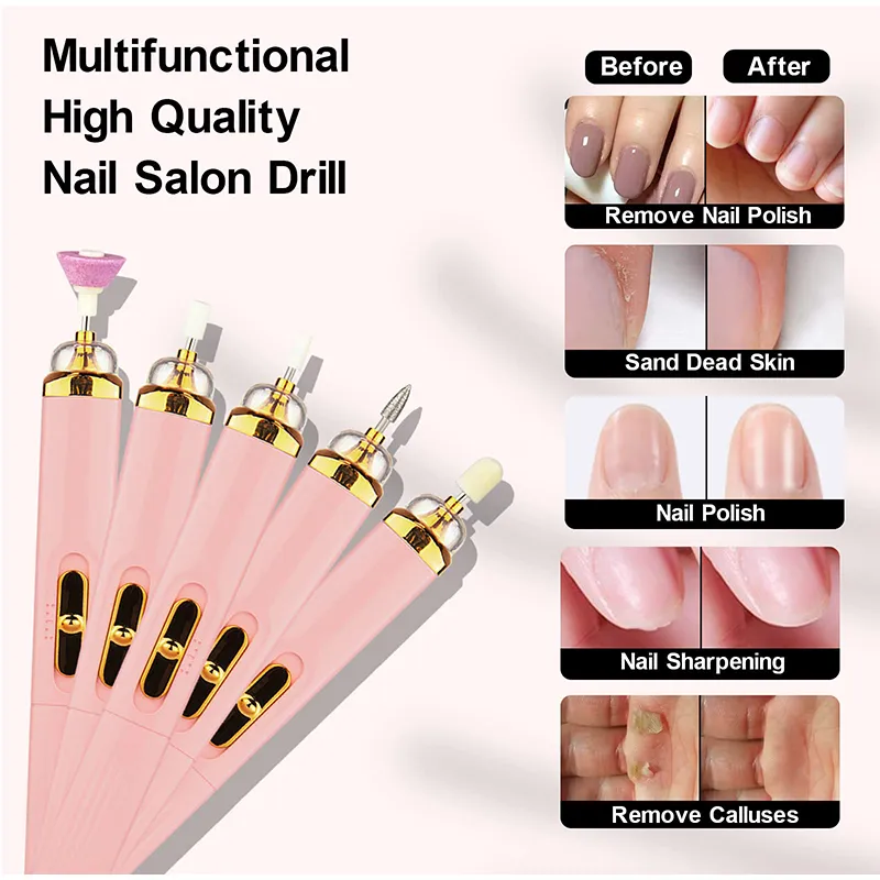 Mini USB Electric Nail Grinder Drill 5 In 1 Nail Polishing Machine Nail ...