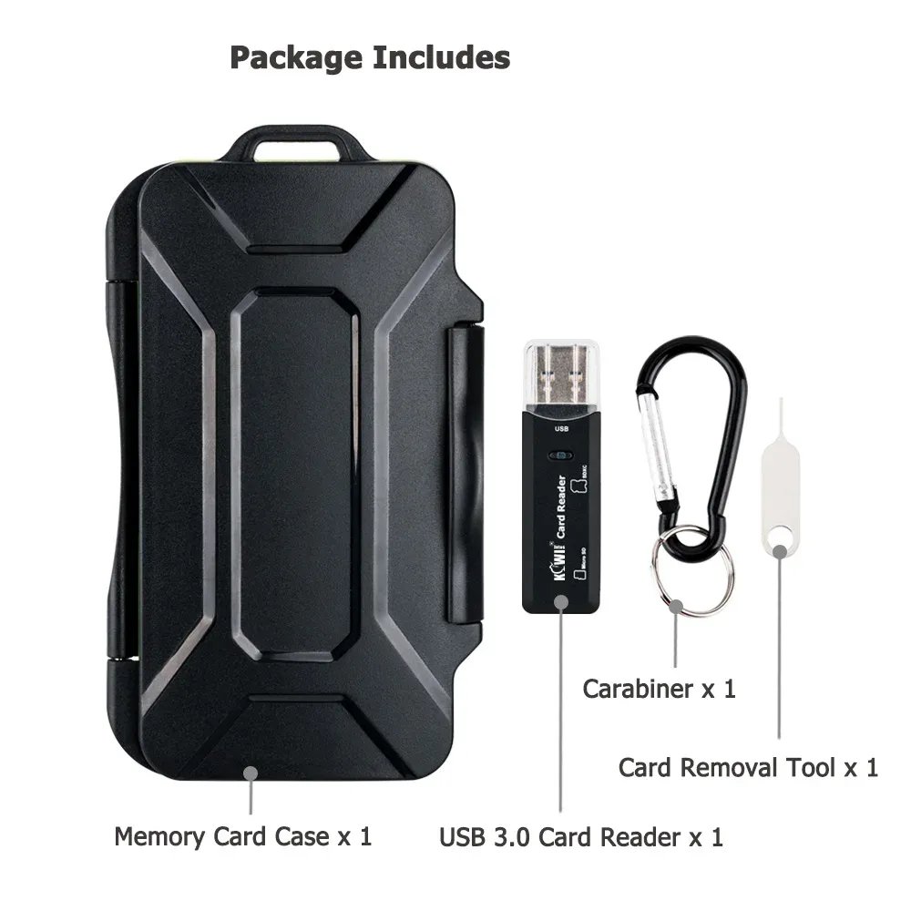 Waterproof Memory Card Case SD Card Storage Box Organizer with USB 3.0 ...