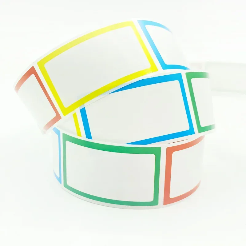 Colorful Bordered Name Tag Sticker Labels Roll Plain Name Tags Stick On ...