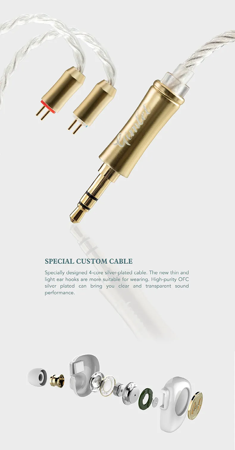 QoA Gimlet HiFi Earphone Wired In Ear Monitor with 10mm Dynamic Driver ...
