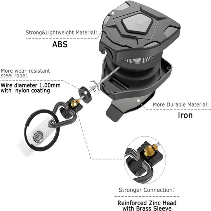 2024Premium Steel Retractable Keychain: Heavy-Duty Pull Buckle Rope ...