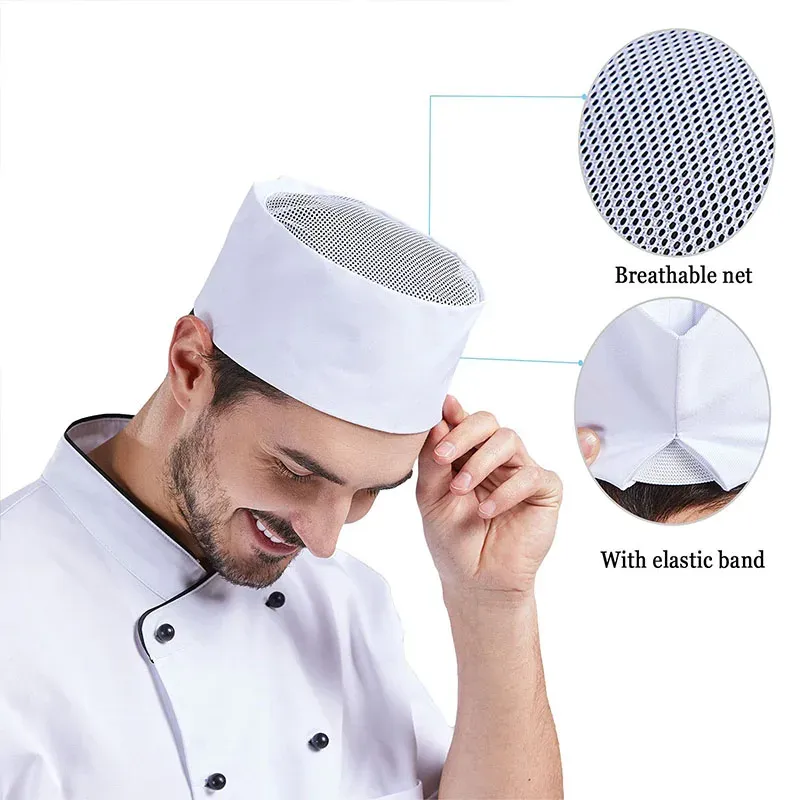 Breathable Japanese-Style Black Cotton Chef Hat for Men and Women in ...