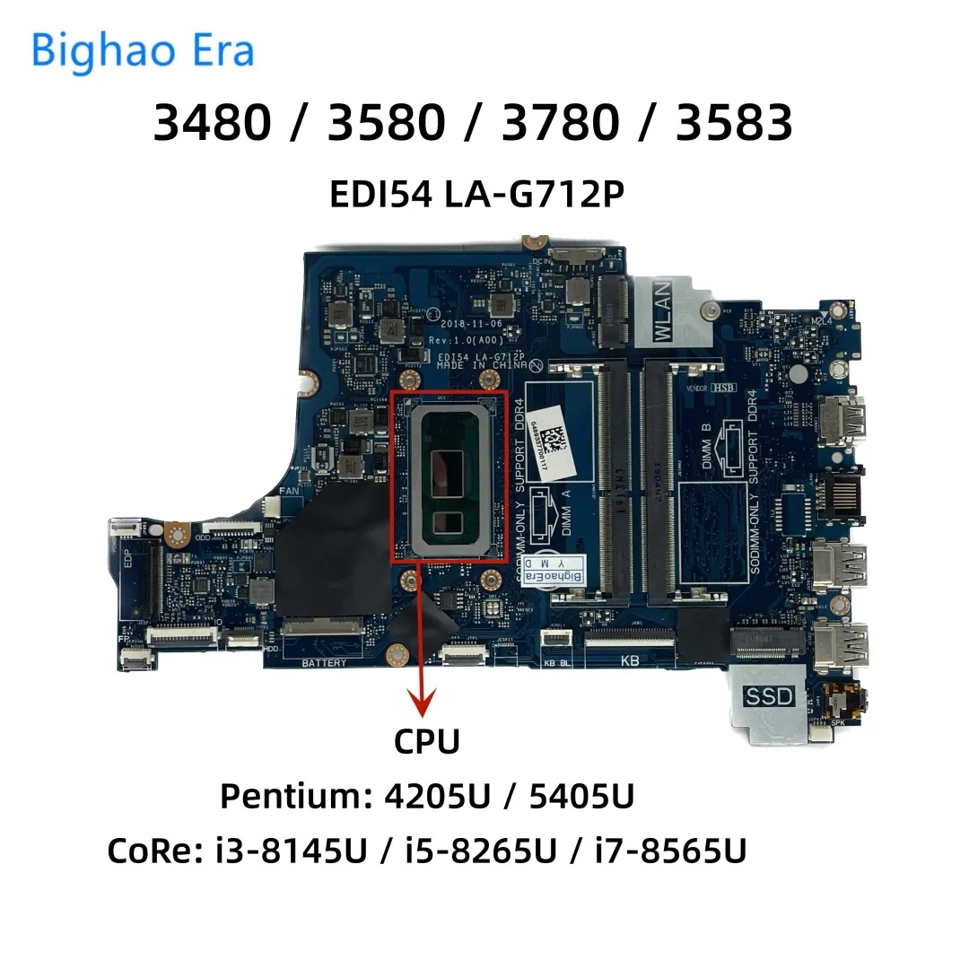 DHgate.com:EDI54 LA-G712P For Dell 14 3480 15 3580 3780 3583 Laptop ...