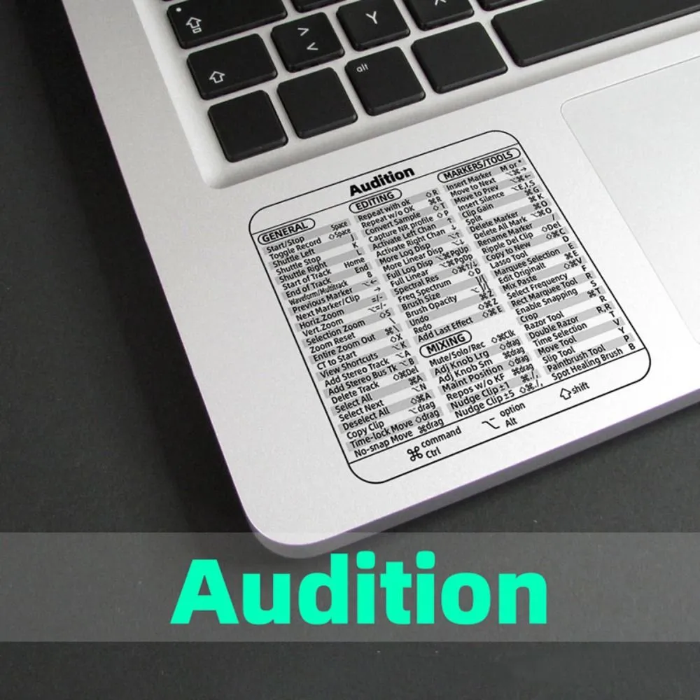 Transparent Keyboard Shortcut Stickers for Excel Word PS PR AI ID LR AU ...