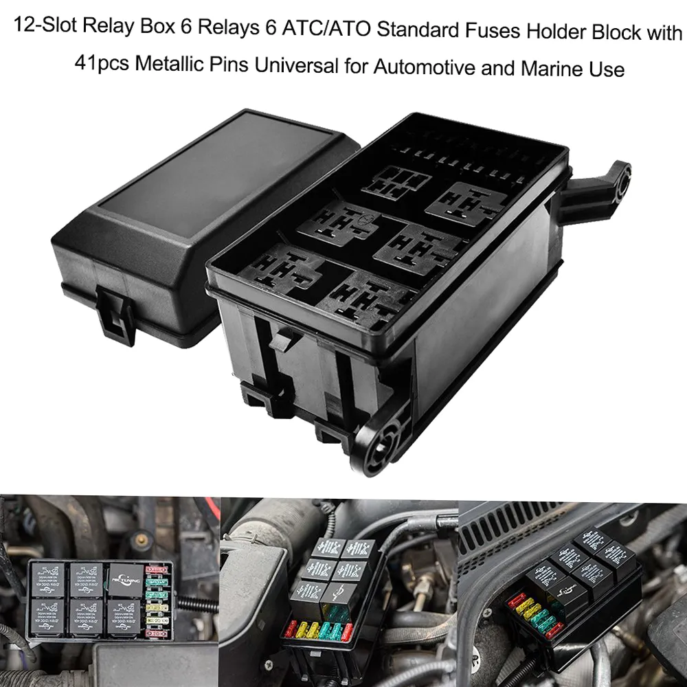 Universal 12 Slot Relay Box With 6 ATC/ATO Standard Inverter Fuse ...