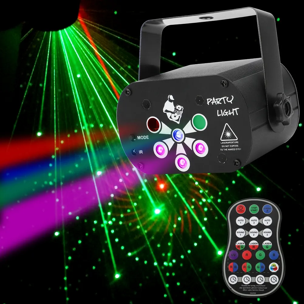 Dj Laser Light RG+RGB+UV LED 6 Hole Stage Light: Remote Controlled ...