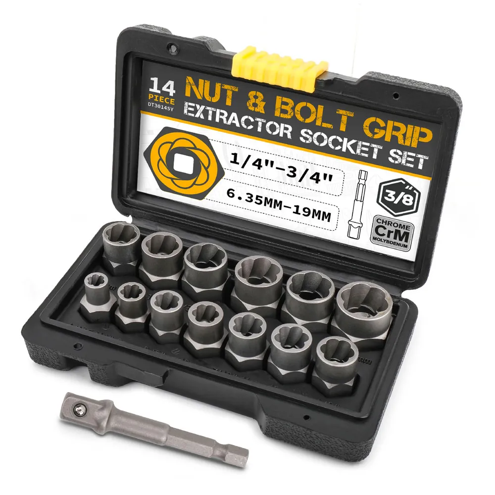 Binoax Impact Bolt Nut Remover Set Cr-Mo Steel Bolt Extractor Tool Set ...