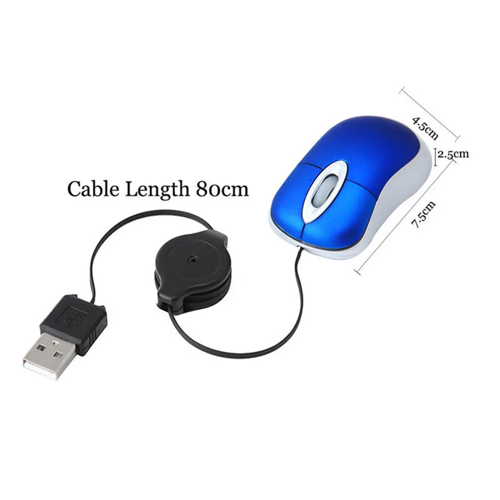 Mini USB Wired Mouse Portable Optical Retractable Mouse for Laptop PC ...