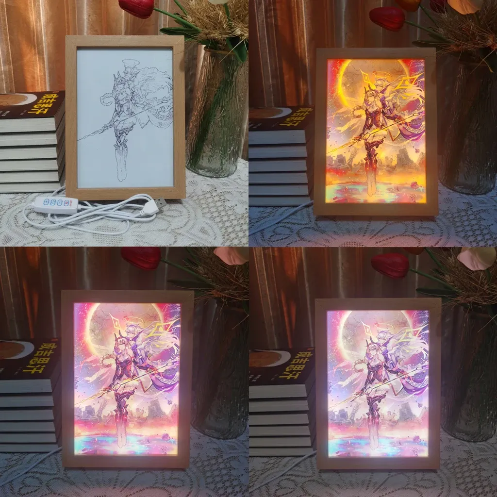 Valorant RGB LED photo frame photo frame with Roronoa Zoro and Genshin ...