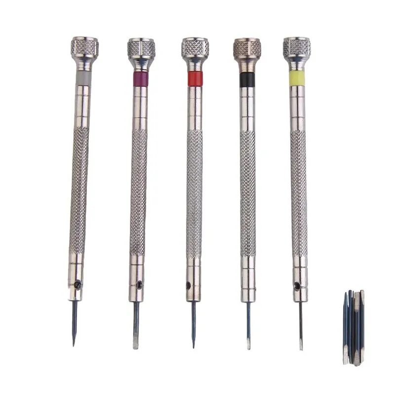 5-Piece Watch Repair Tool Set: 0.8-1.6mm Steel Screwdrivers, K Pins ...