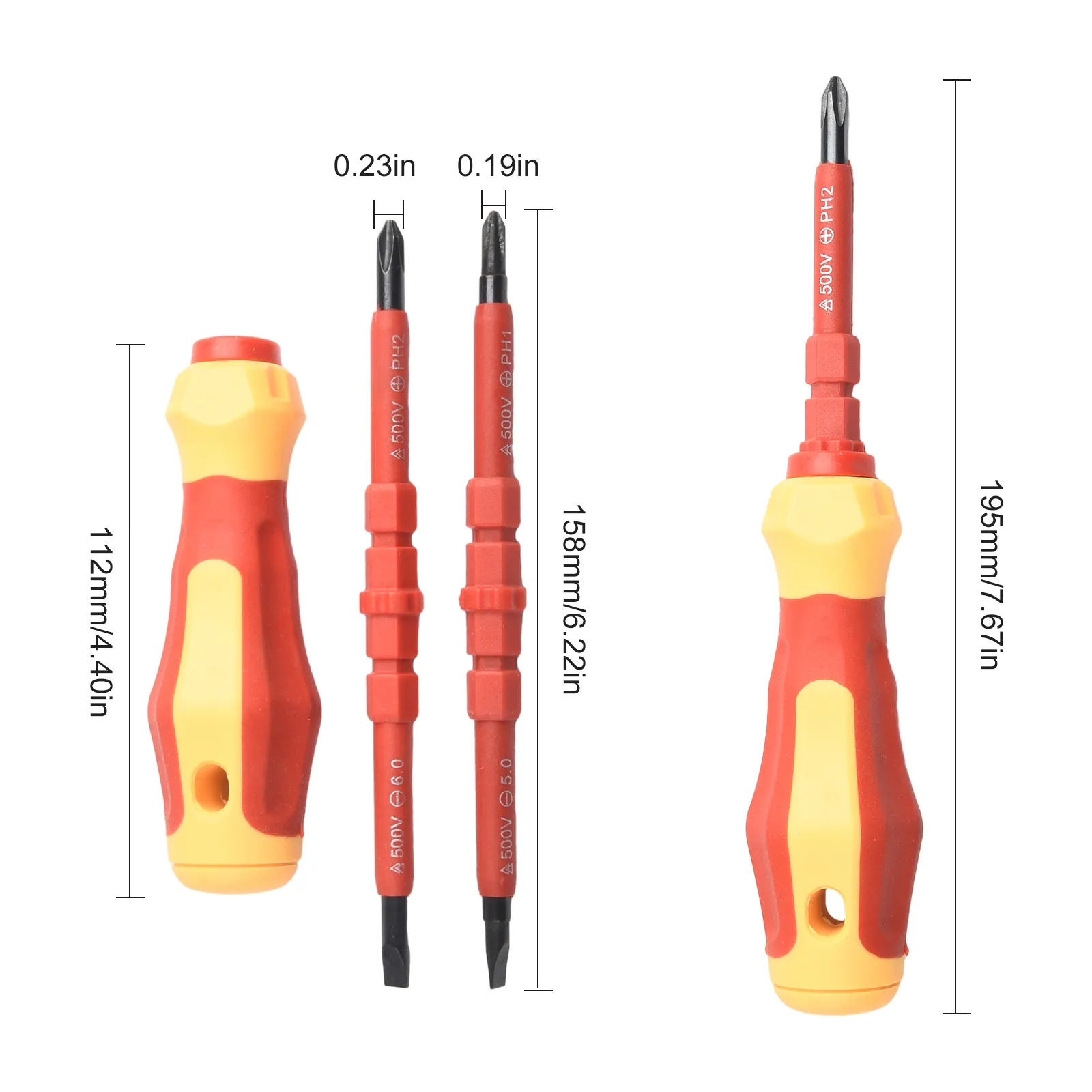 Insulated Screwdrivers Set: 3 In 1 Multi Tip Electrician's Hand Tool ...