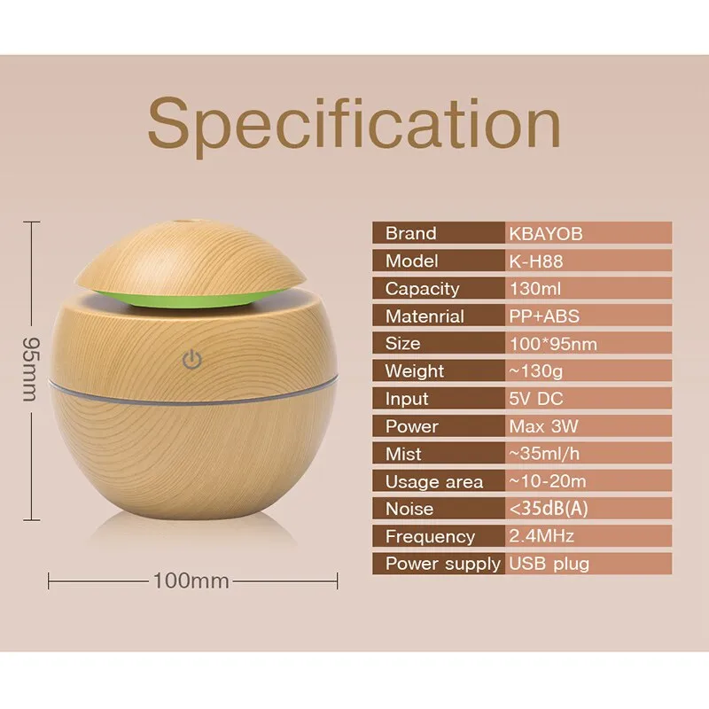 2024Wood Grain Mini Air Humidifier, USB Cool Mist Humidifiers with ...