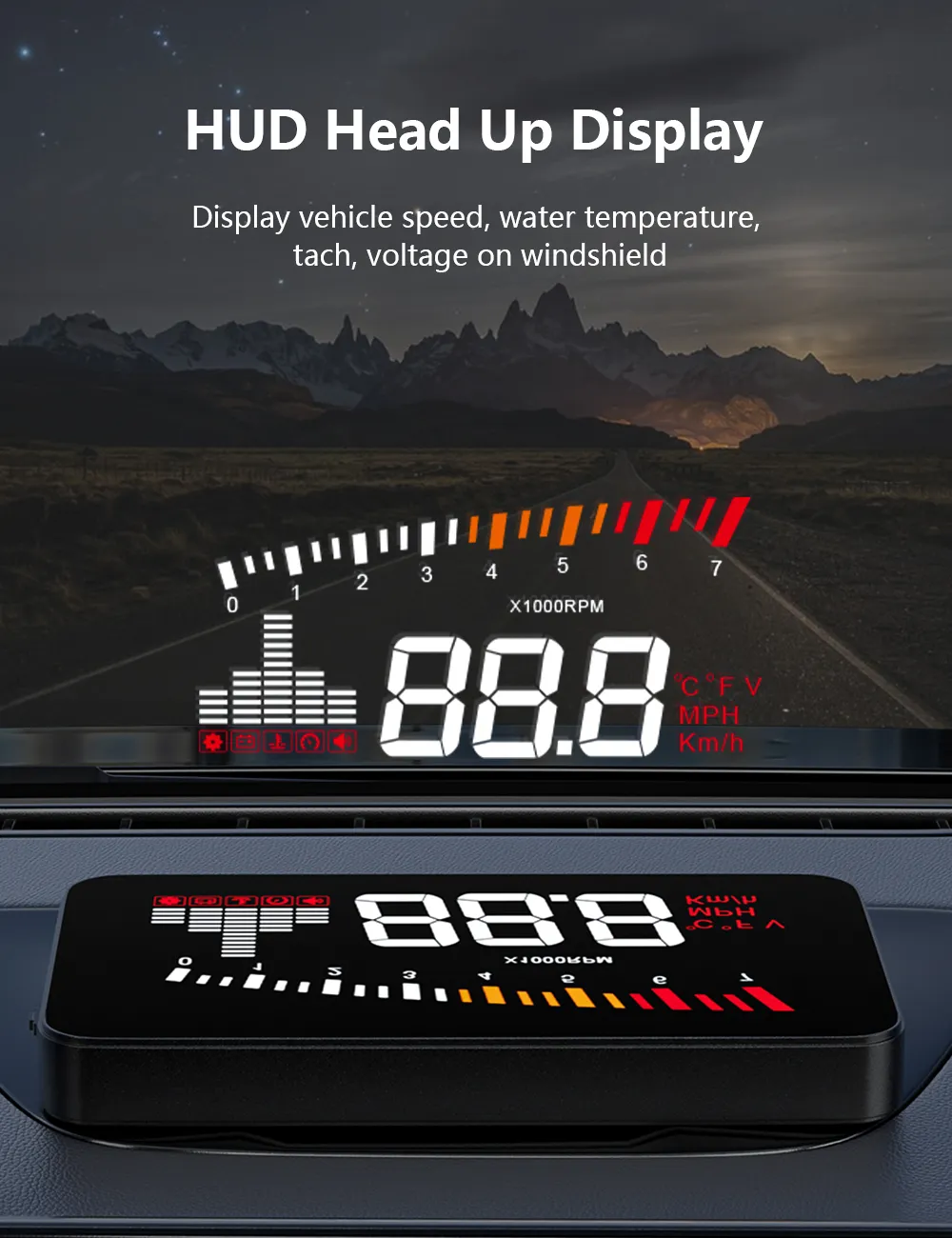 WYOBD X5 OBD2 HUD Car Digital Speedometer Auto Projector Display with ...
