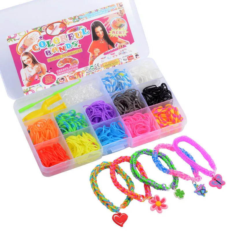Elastic Rubber Bands DIY Tool Set Colorful Weave Machine Bracelet ...
