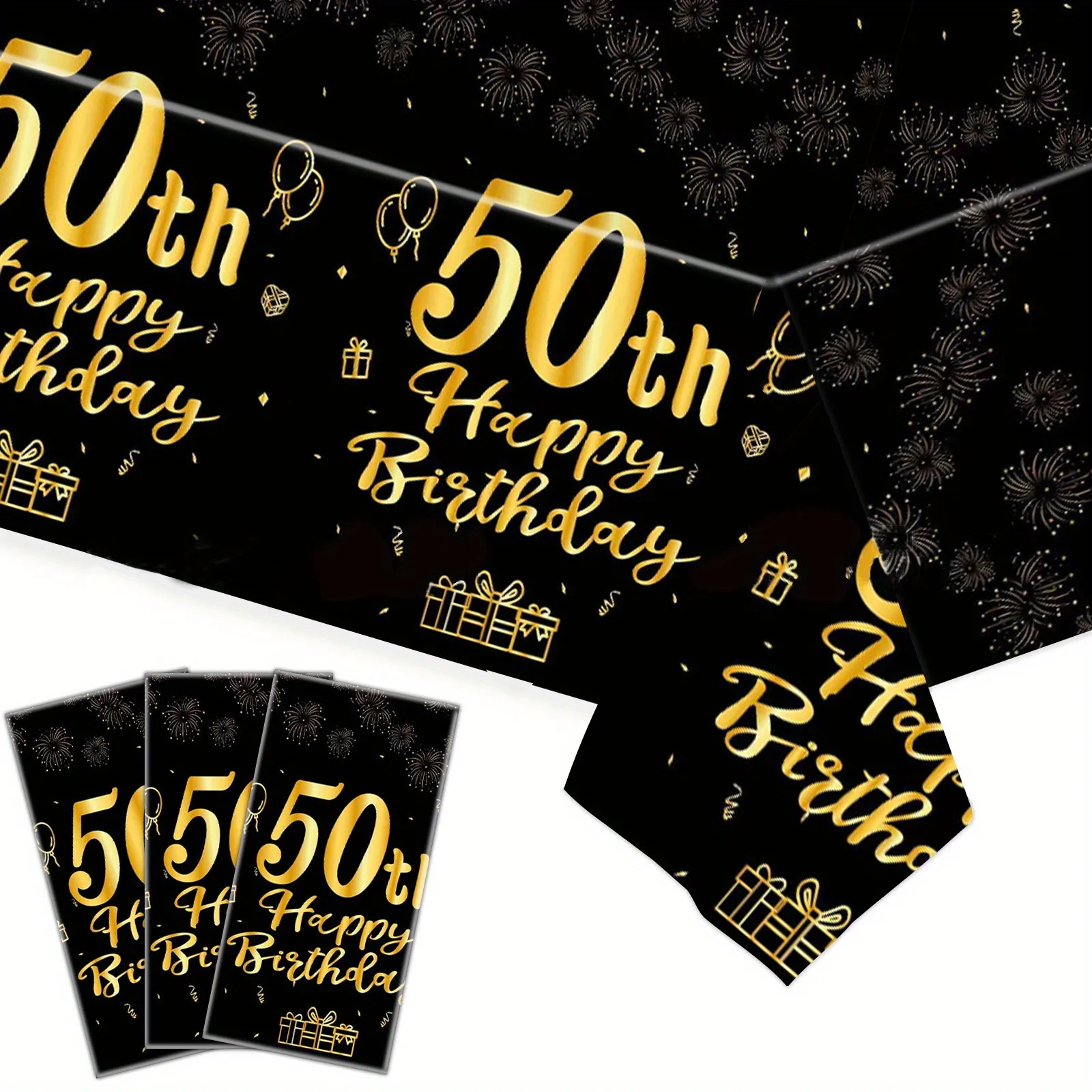 50th Birthday Party Supplies Disposable Tableware With Black And Gold